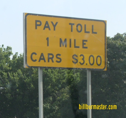 The first sign one mile from the plaza on EB Skyway. (September, 2010)